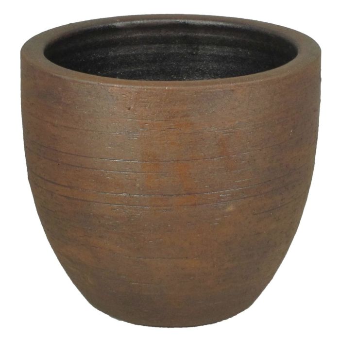 Pot à plantes en céramique MANOLYA, aspect bois, brun, 21cm, Ø24cm